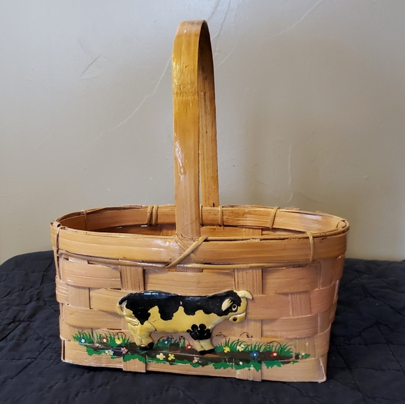 Accents | Vintage Woven Cow Basket | Poshmark